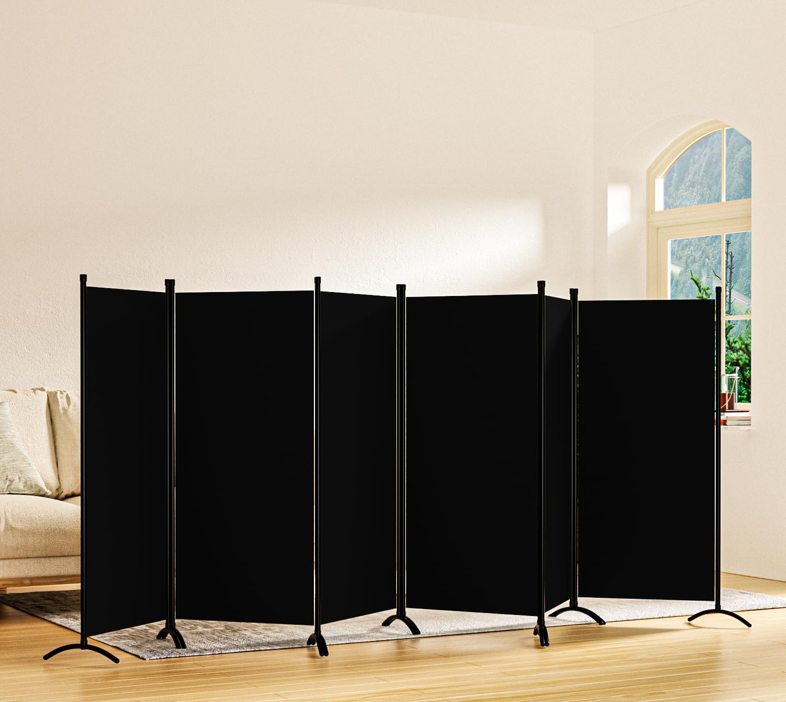 Mua Room Divider-6 Panels Black Folding Privacy Screens, 6 ft Partition ...