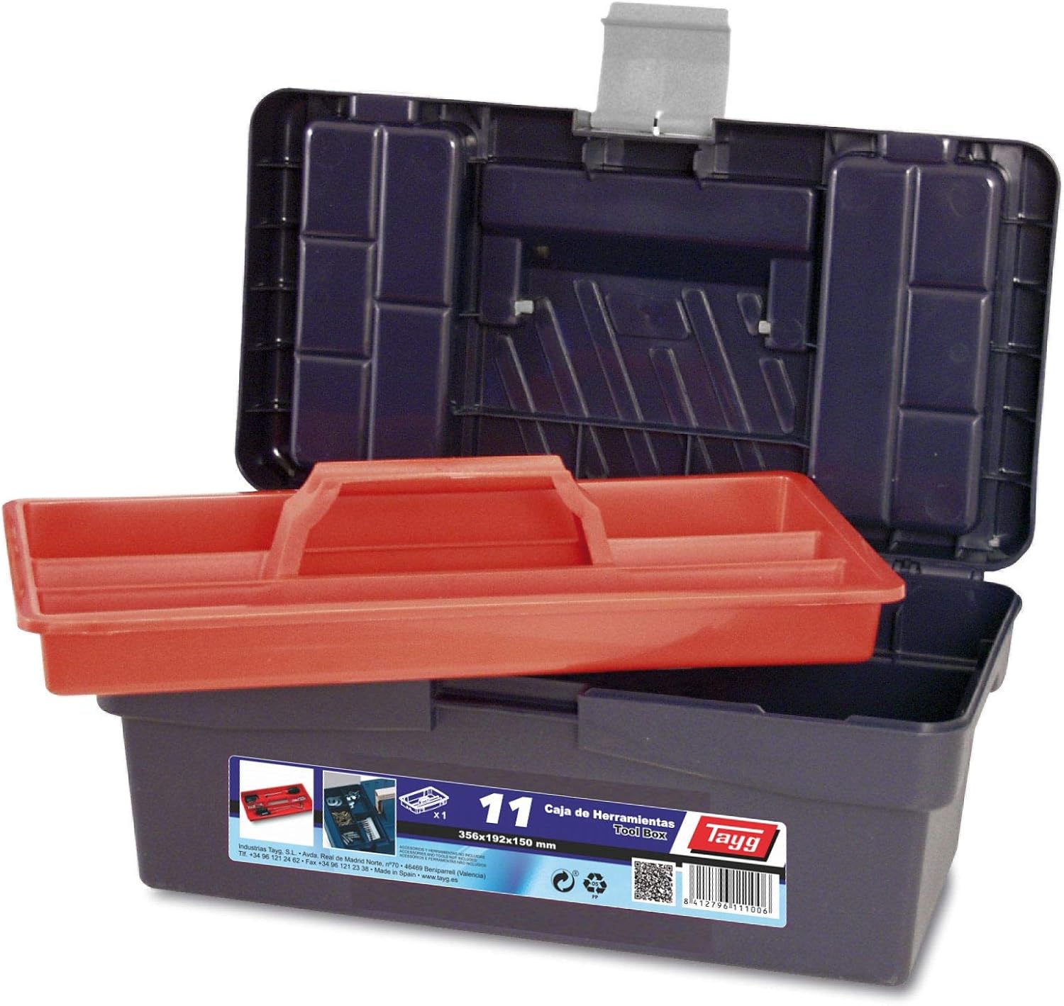 Tayg 370011 Plastic Tool Box mod. 11, Blue, 356 x 192 x 150 mm – BigaMart
