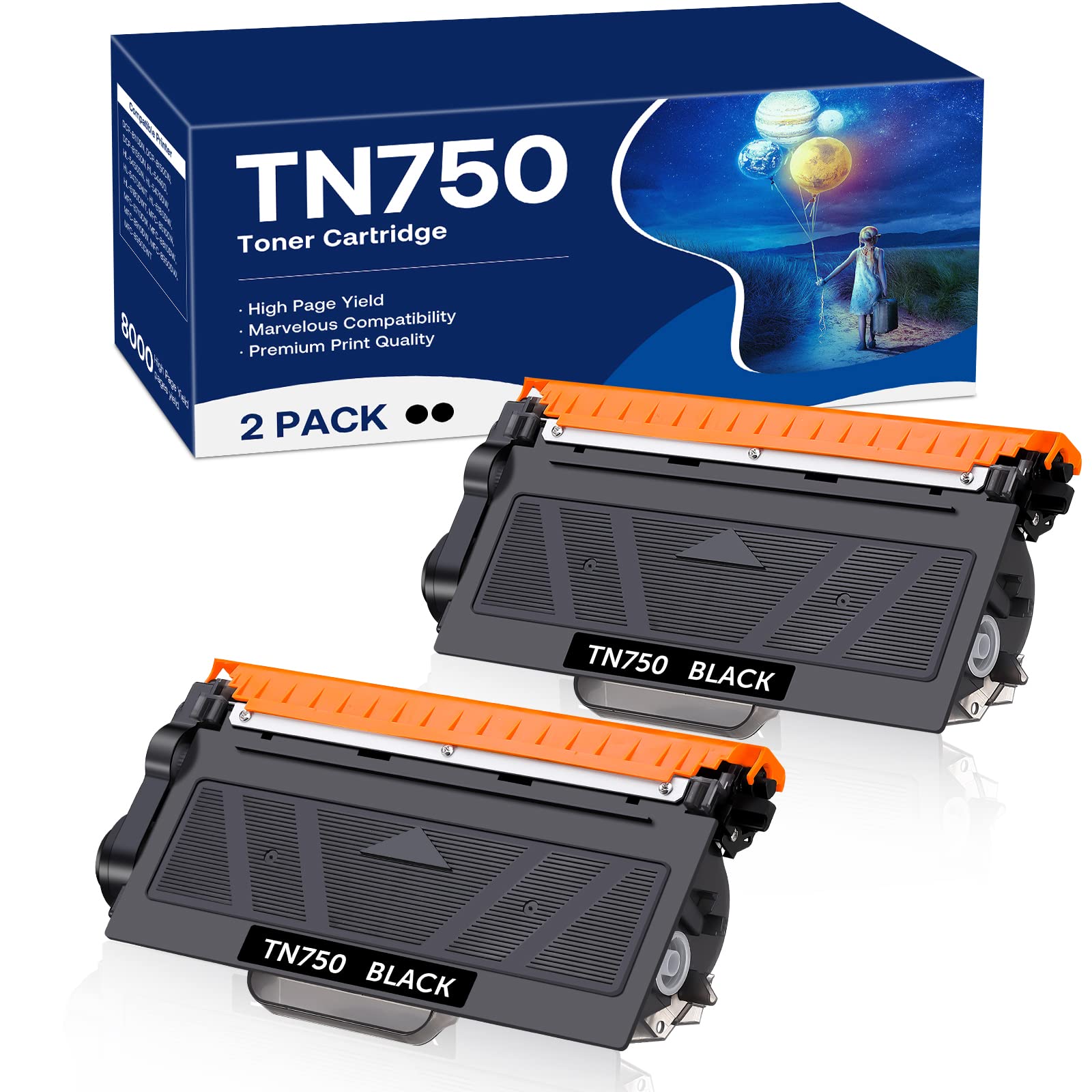 MCYCOLOR TN750 Toner Cartridge Compatible Replacement for Brother TN750 ...