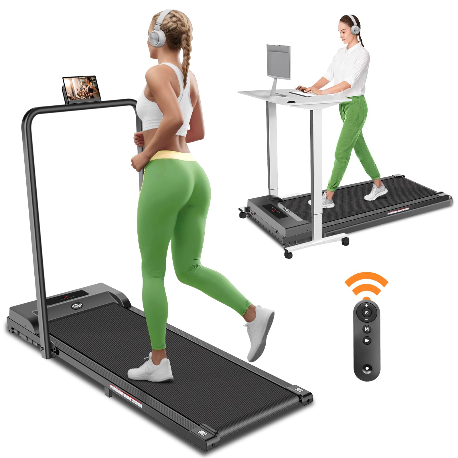 Walking Pad with Handle bar, 2.5HP Portable Electric Treadmills for ...