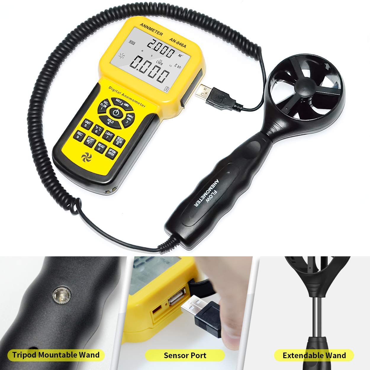 Mua AIOMEST Precise CFM Meter Handheld HVAC Anemometer - 0.001~100mph ...