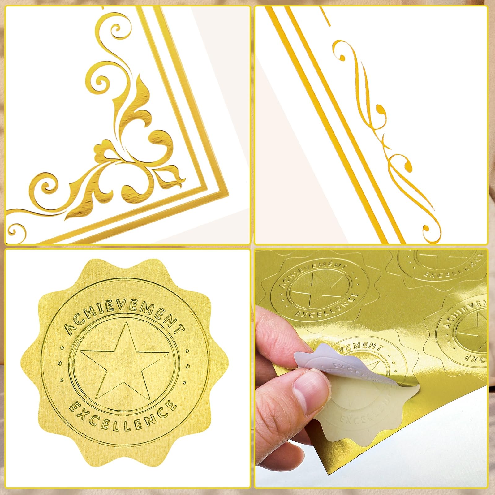 Mua 100 Sheets Certificate Paper with 100 Pcs Gold Seal Stickers, 8.5 × ...