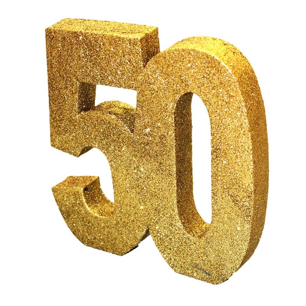 Amazon.com: Gold Glitter 50 - No-Mess Real Gold Glitter Cut-Out Numbers ...
