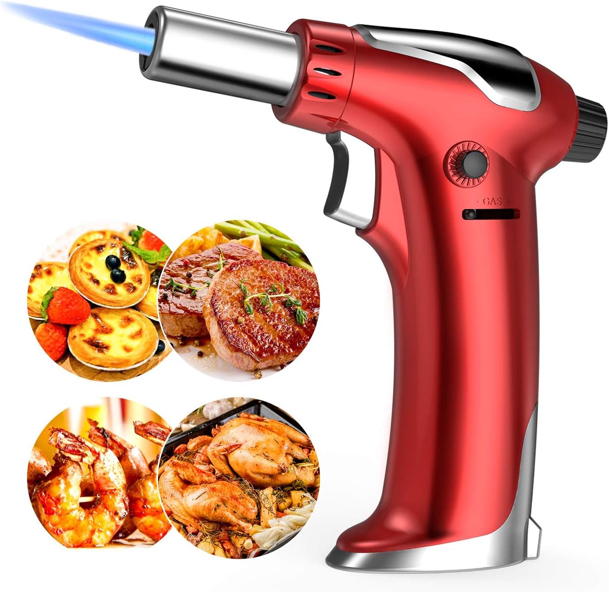 Blow Torch, Kitchen Torch Lighter with Safety Lock, Refillable Butane Gas Adjustable Flame ...