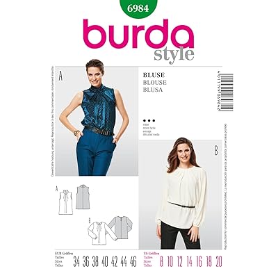 Buy Burda Tops Sewing Pattern 6984 - Blouse Sizes: 8-20 Online at ...