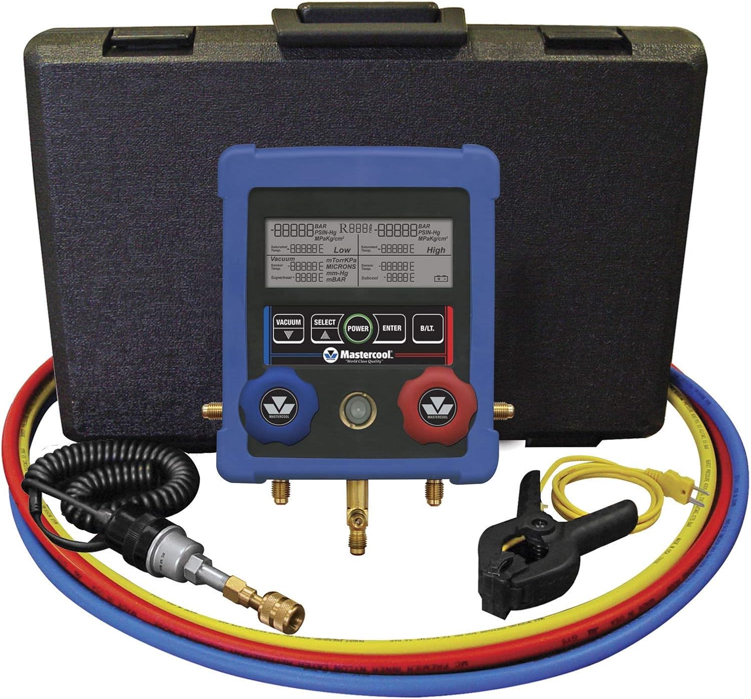 MASTERCOOL HVAC Digital Manifold Complete Kit with 72" Standard Hoses ...