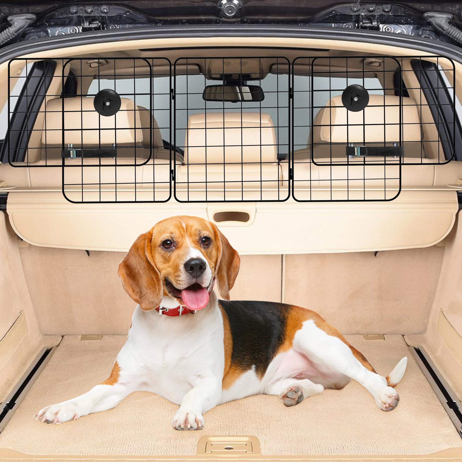 Dog Car Barrier for SUVs, Upgraded Adjustable Heavy-Duty Wire Mesh Dog ...