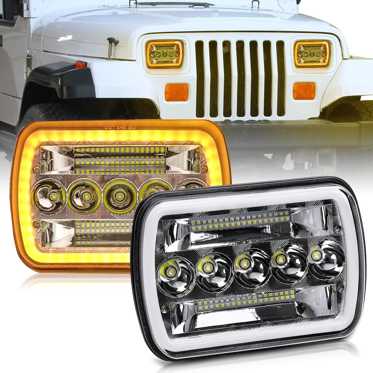 MAYELLO 5x7 Led Headlight 7x6 Led Headlights DOT Approved H6054 Led ...