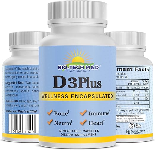 D3-Plus Vitamin D3 Plus Dietary Supplement for Optimal Bone ...