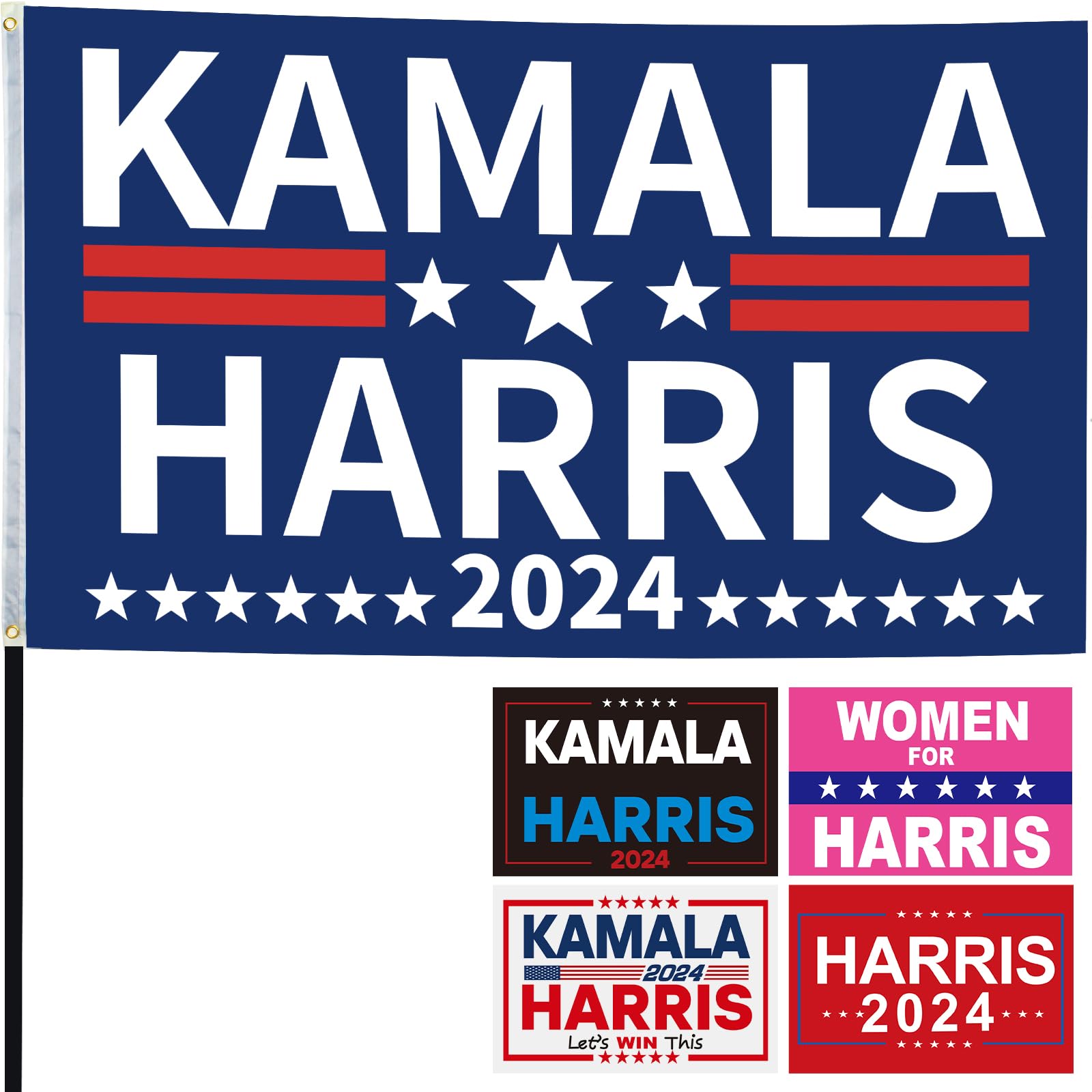 Kamala Harris 2024 Flag and 4 Pcs Stickers- Kamala Harris 2024 Flags ...