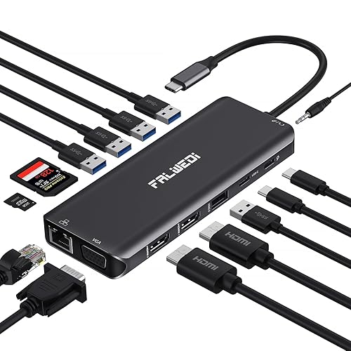 LASUNEY USB C Laptop Docking Station, 14 in 1 Type C Hub Multiport ...
