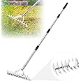 Amazon.com : 62" Thatch Rake, Adjustable Handle 15-Inch Wide Lawn ...