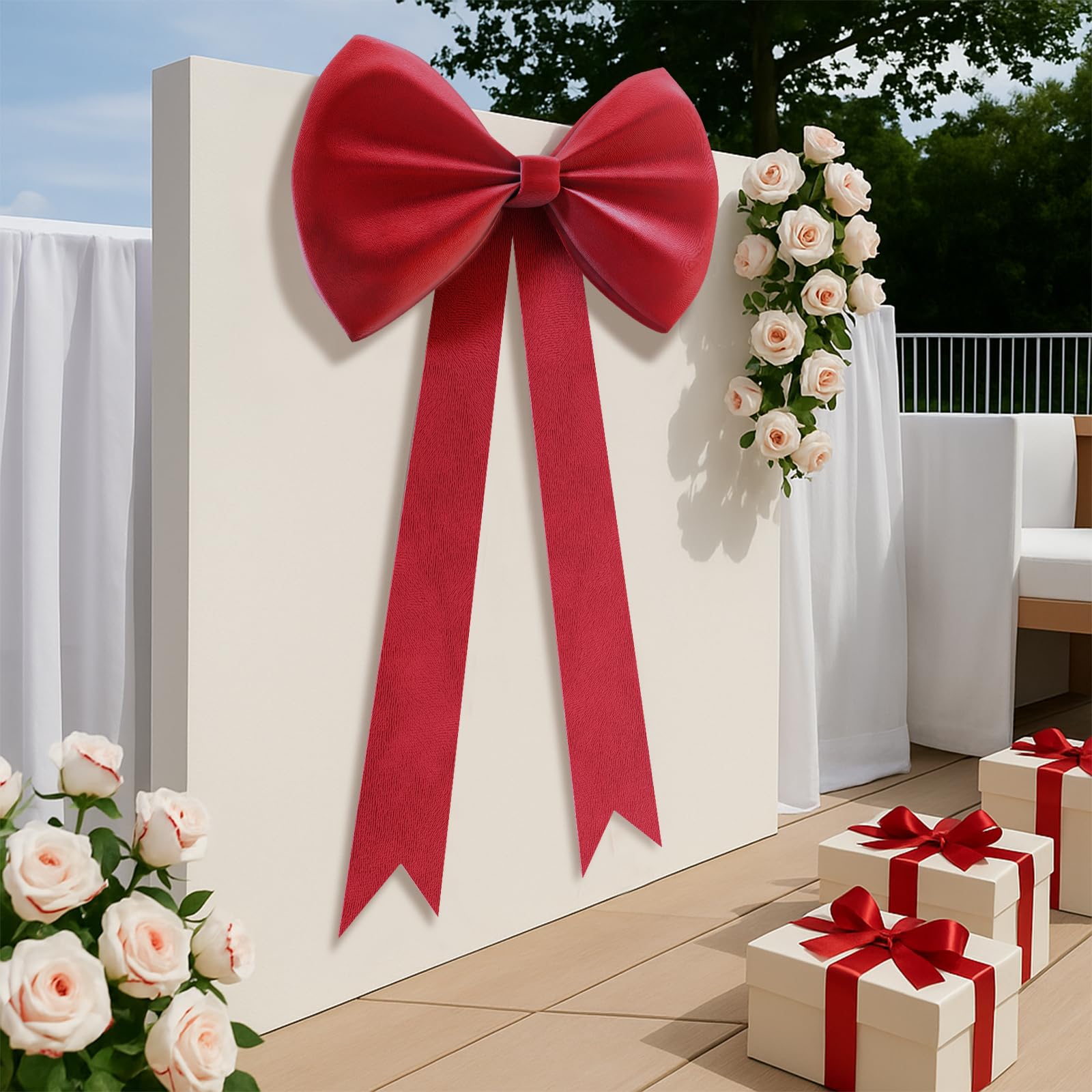 Coquette Red Bow Birthday Decorations 25x61 Inch Big Wall Decor ...