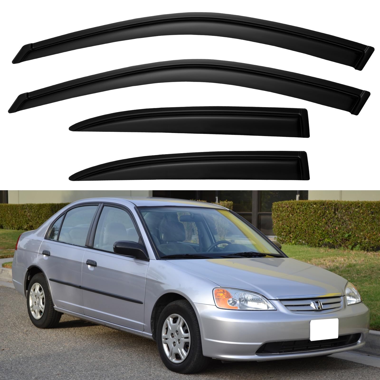 Window Visors Rain Guards for Honda Civic 2001 2002 2003 2004 2005 ...