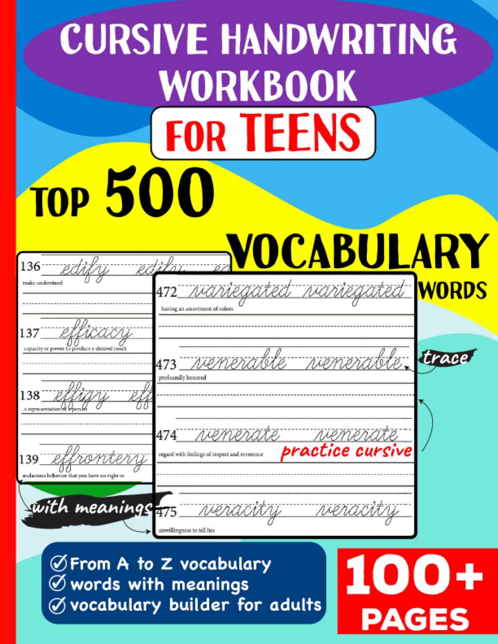 Mua Cursive Handwriting Workbook for Teens: Top 500 Vocabulary Words A ...