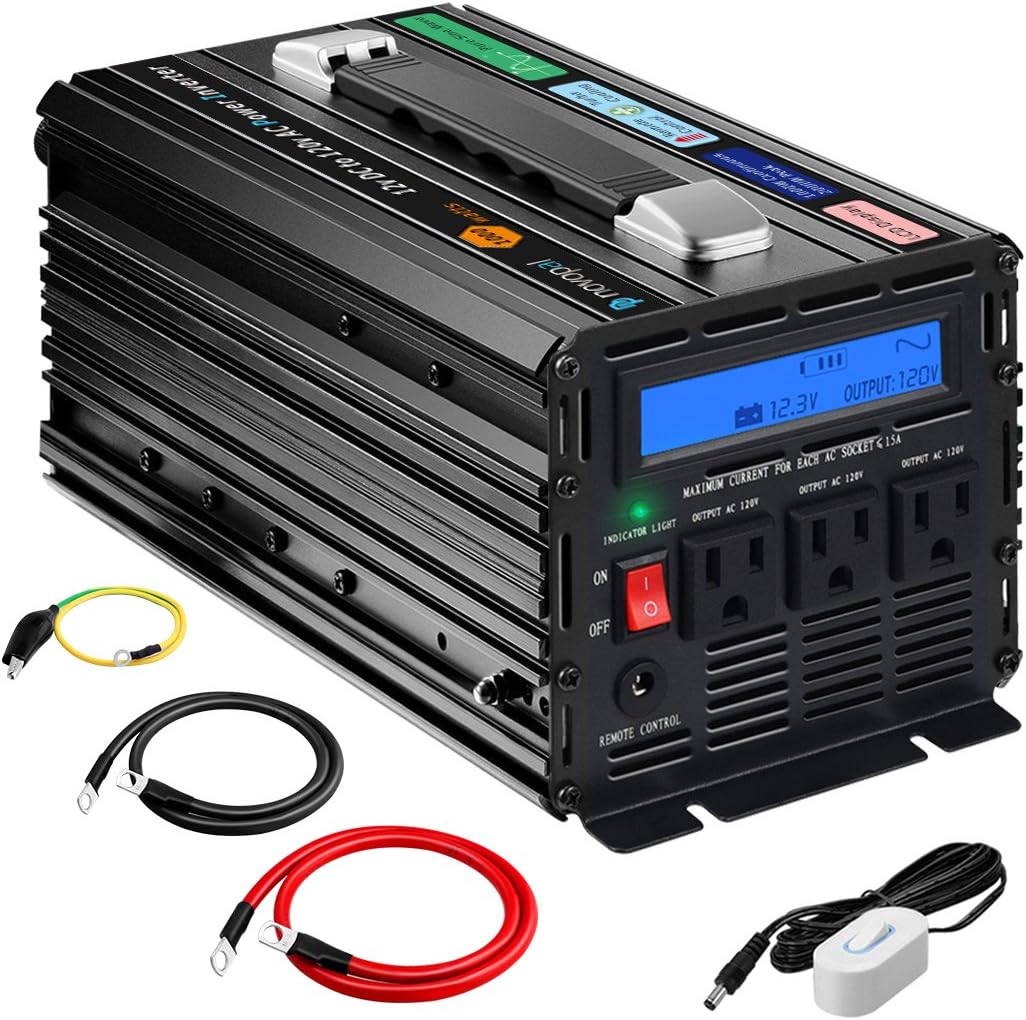 novopal Power Inverter Pure Sine Wave Power Inverter 1000 Watt 3 AC ...
