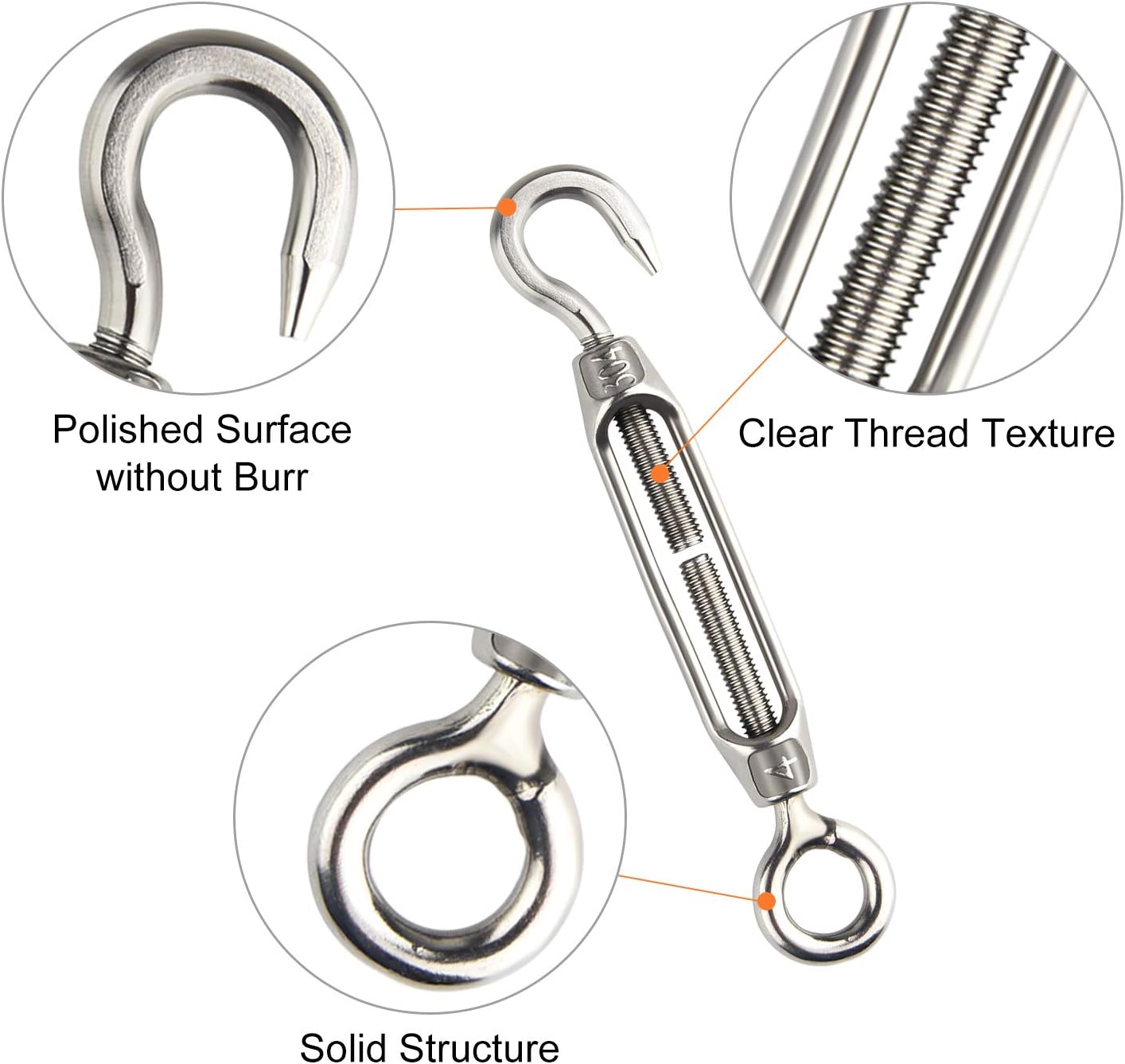 Stainless Steel Turnbuckles 5-Pack Stainless Steel Turnbuckle ...