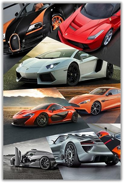 Super Cars Collage Poster Prints Wall Decoration Art Pictures Size A2 ...