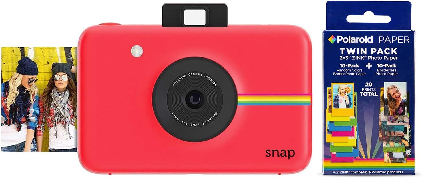 Amazon.com : Polaroid Snap Instant Digital Camera (Red) w/ 20 Twin Pack ...