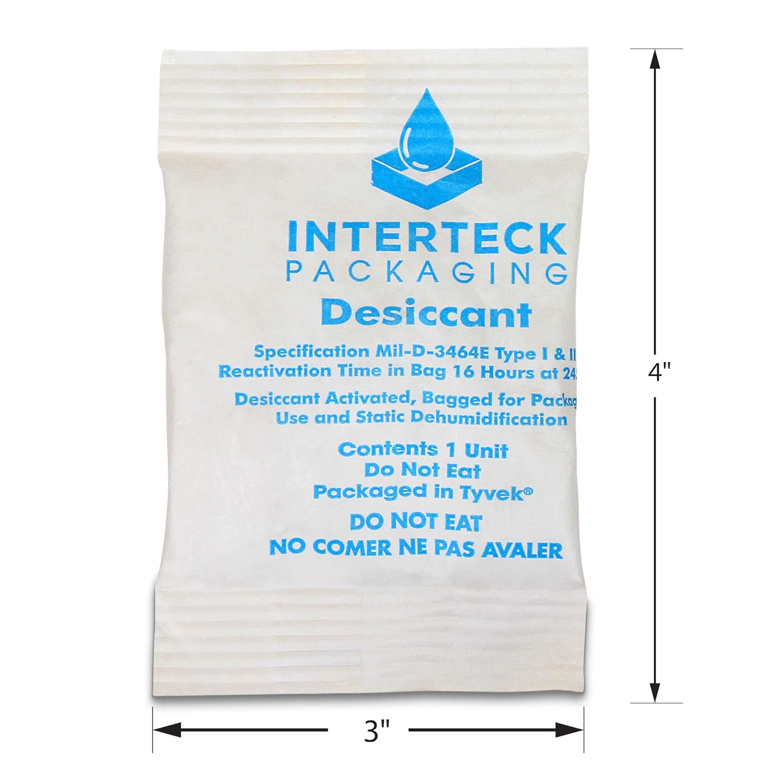 3 INTERTECK PACKAGING 480 Gram Silica Gel Paper Desiccant Packet ...
