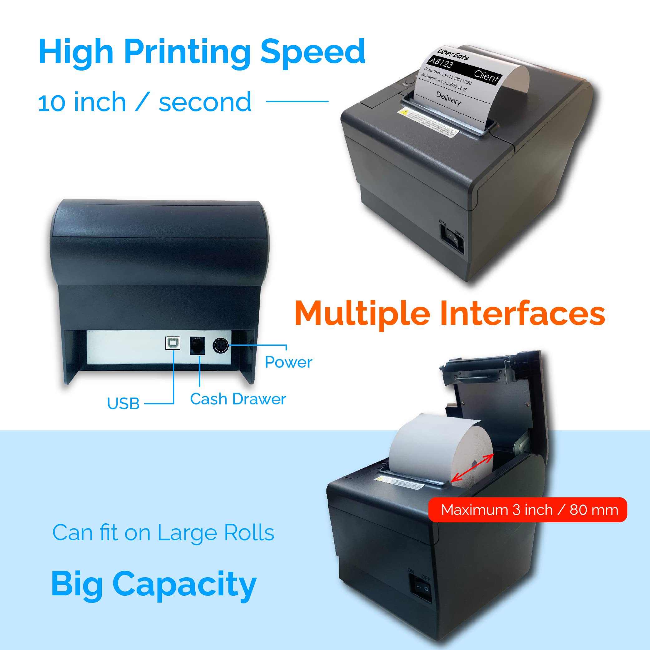 Mua MR.BOSS 3 Inch Width Receipt Thermal Printer Bluetooth WiFi USB ...