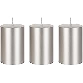 Amazon.com: Mega Candles 3 pcs Unscented Gold Round Pillar Candle, Hand ...