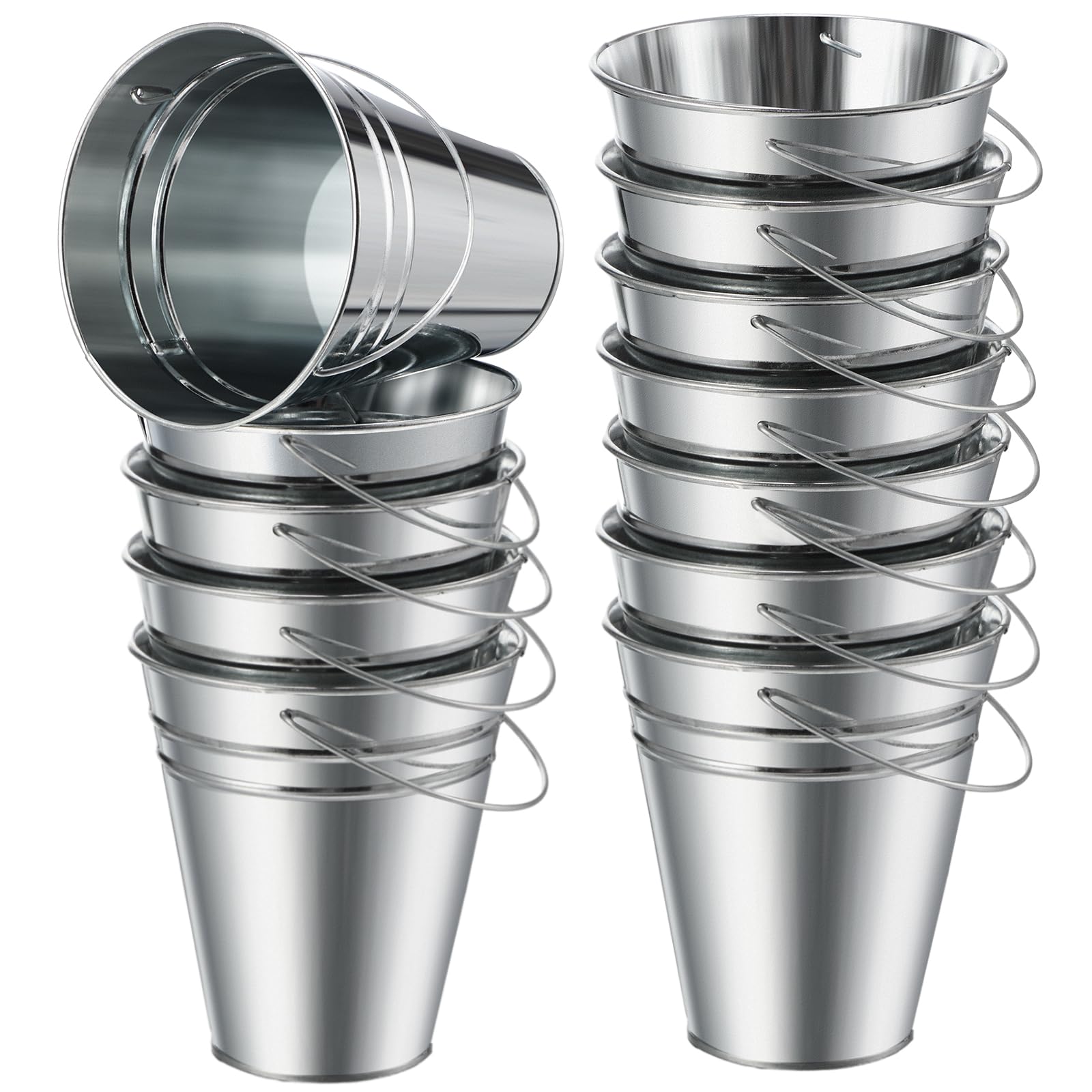Sadnyy 12 Pack Metal Buckets with Handle, Galvanized Bucket 4.5 x 5 ...