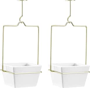 Amazon.com: AmazonBasics Hanging Planter, Square - White/Brass (2-Pack ...