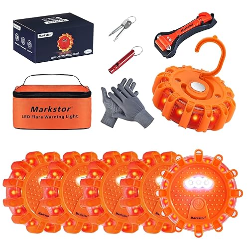 Markstor 6-Pack LED Road Flare Car Emergency Kit,Magnetic Base & Hook ...