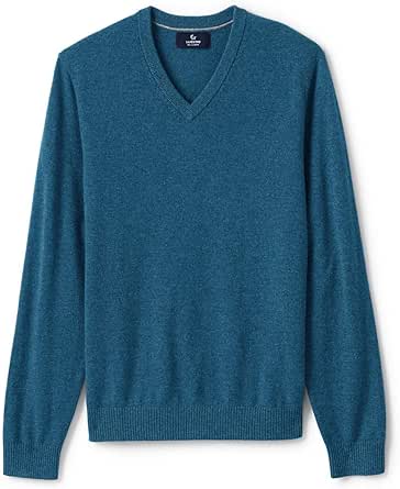 Lands' End Men's Fine Gauge Cashmere V-Neck Sweater at Amazon Men’s ...