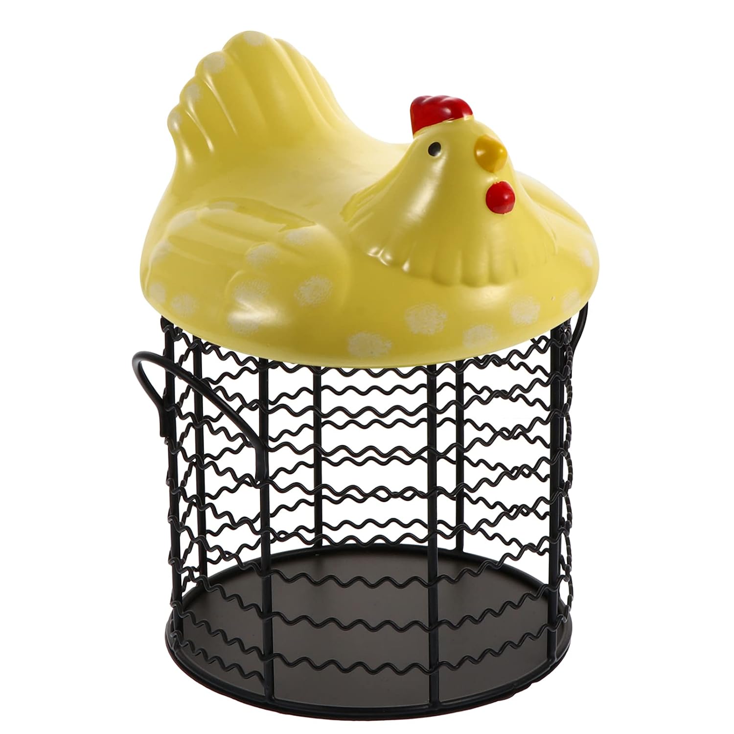 Buy UPKOCH Ceramic Chicken Egg Holder Creative Iron Eggs Basket Wire ...