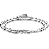 Amazon.com: PANDORA Pandora Moments Double Wrap Barrel Clasp Snake ...