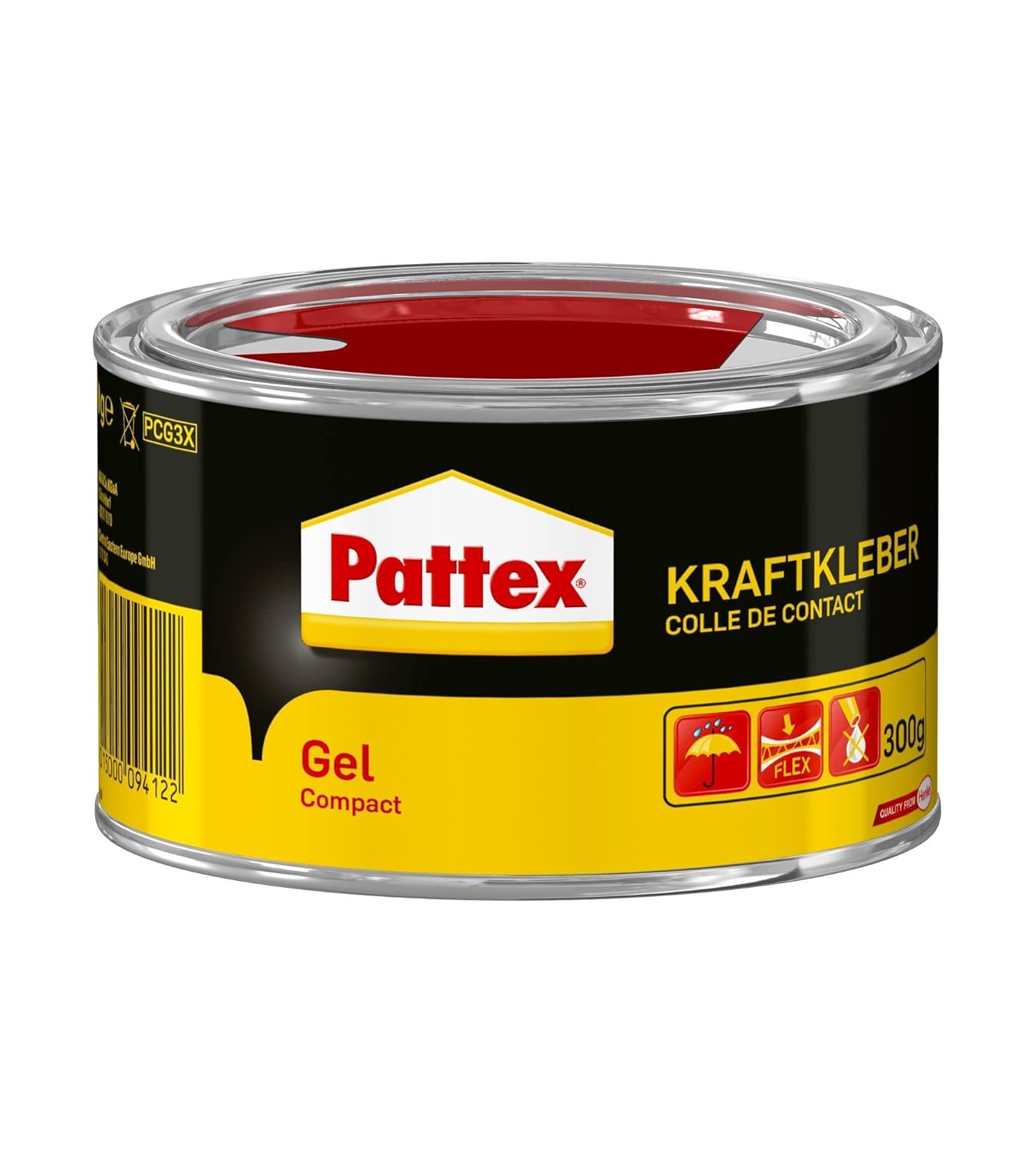 Pattex 1419341"Gel Compact" Contact Adhesive, Black/Yellow, 300 g ...