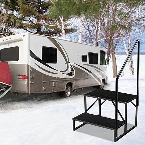 RV Steps with Handrail, Portable 1 Step RV Stairs Update 3.0, Heavy ...
