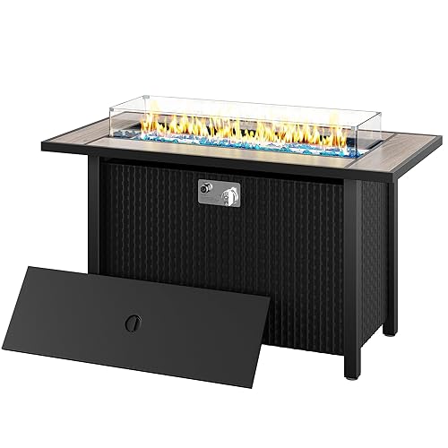JAMFLY Propane Fire Pit Table 45 Inch, 50,000 BTU Outdoor Gas Firepit ...