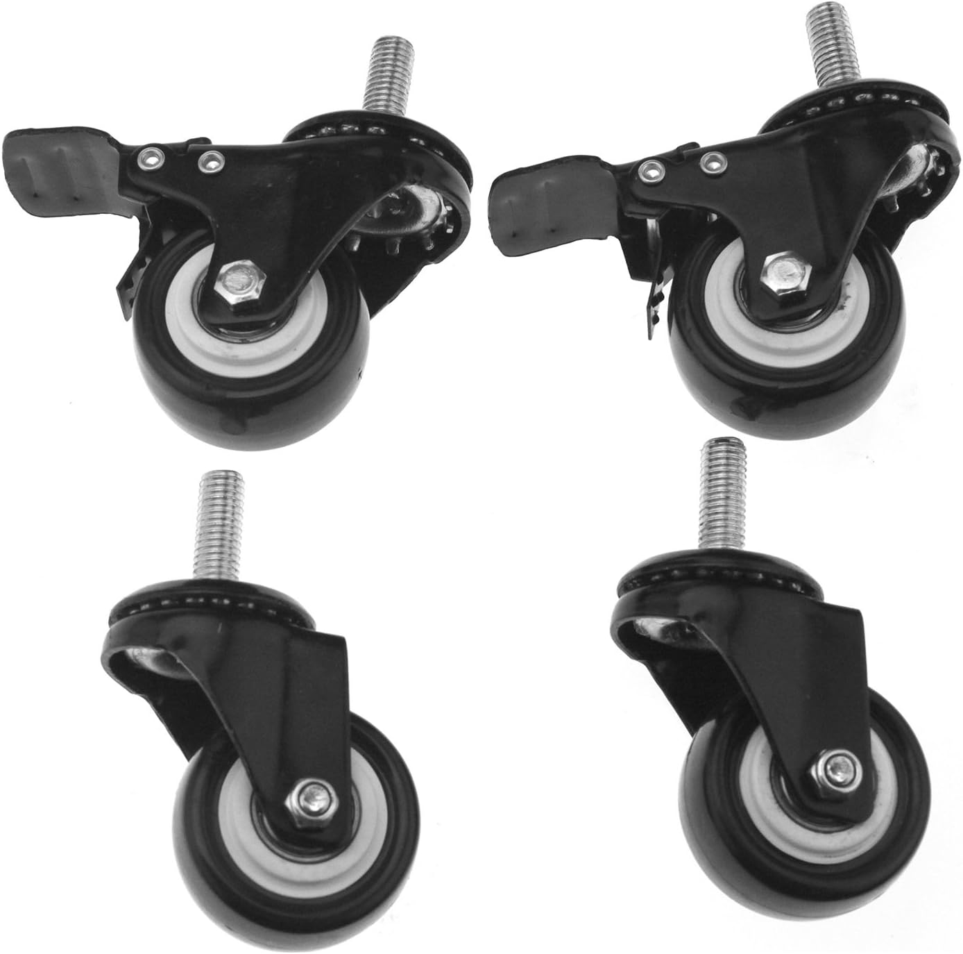Lot de 4 roulettes de frein pivotantes en PU avec roulettes à vis pour ...