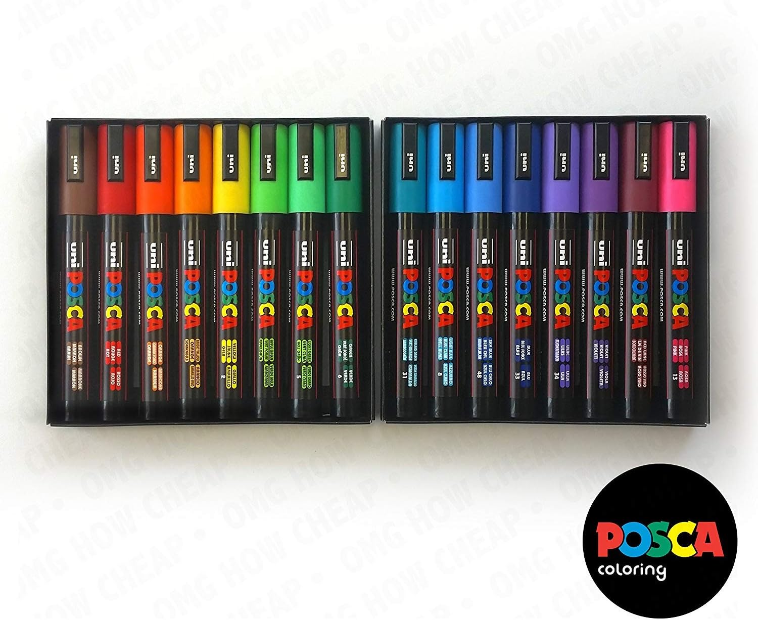 POSCA Colouring - PC-5M Full Spectrum Set of 16 - In 2 Gift Boxes ...