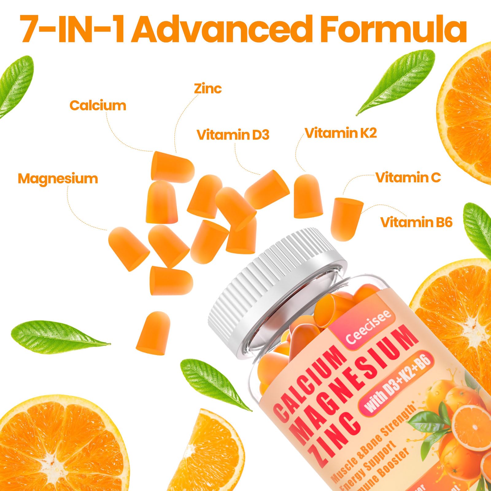 Mua Calcium Magnesium Zinc Gummies with D3 &B6 &K2,1000mg Calcium ...