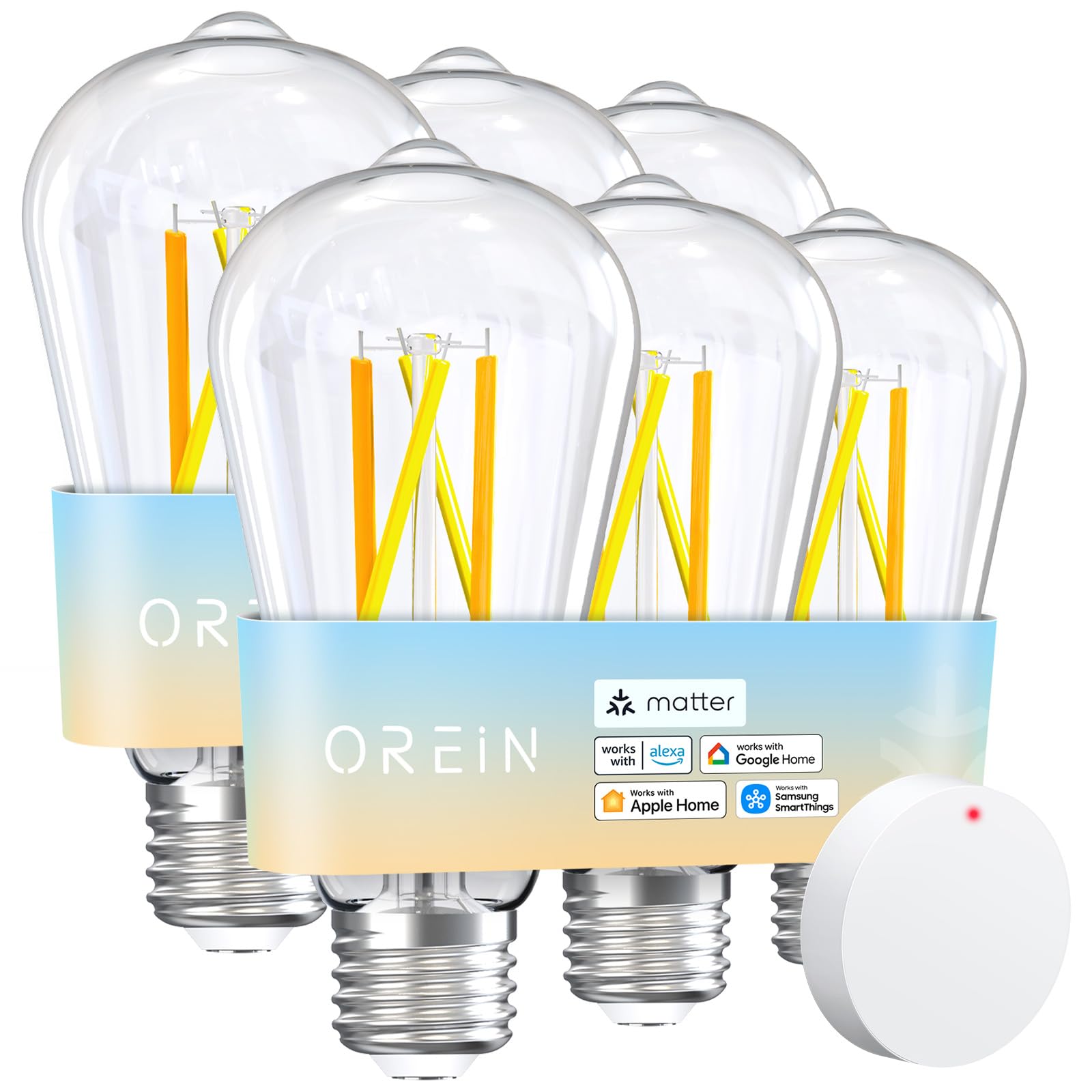 OREiN Matter Smart Light Bulb, ST19(58) Smart Edison Bulbs with Remote ...