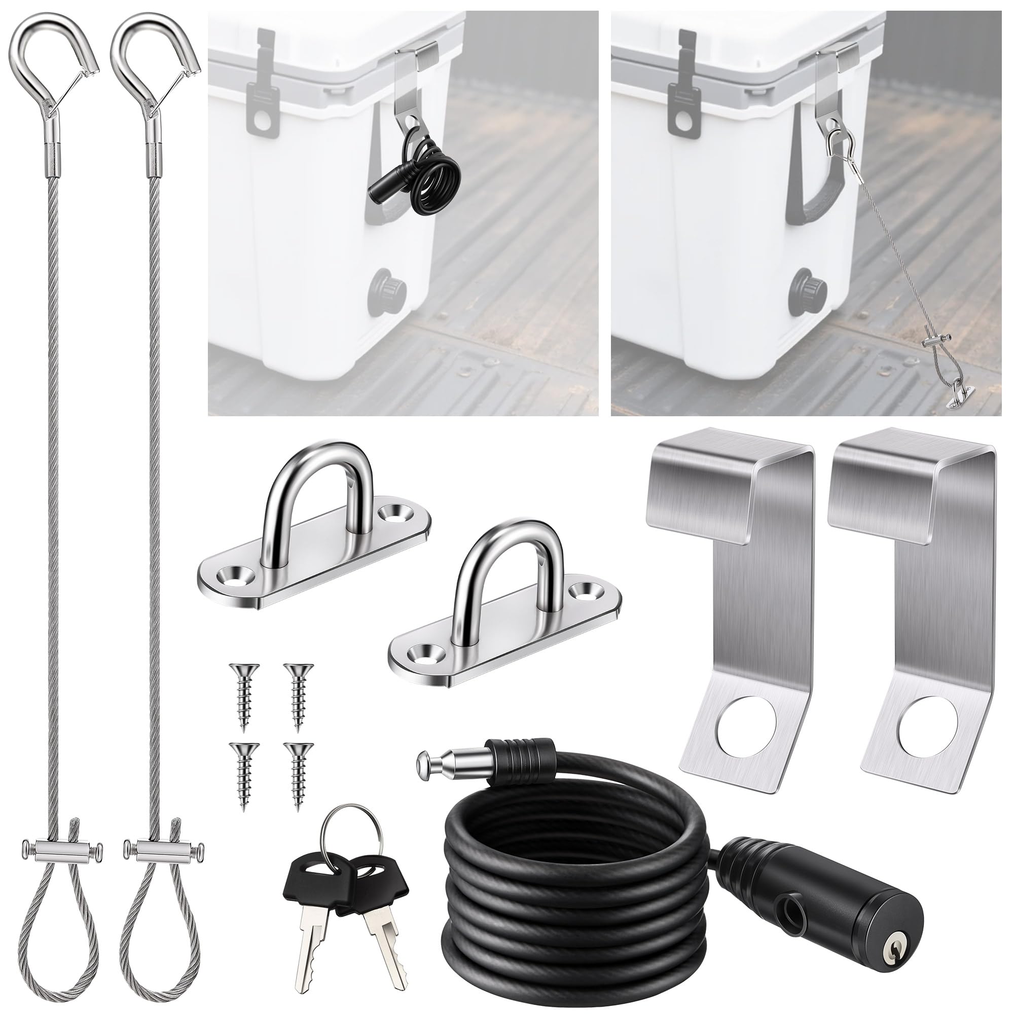 Saillong Cooler Tie Down Kit, Cooler Lock Bracket, Ice Chest Fixed Wire ...