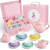 Amazon.com: Porcelain Tea Set for Girls, Tea Party Set for Little Girls ...