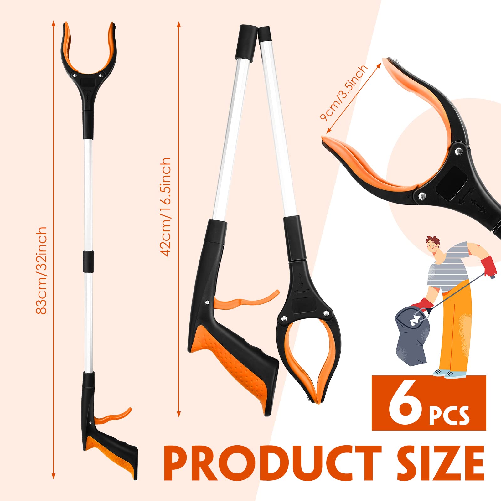 Mua 6 Pack Trash Grabber Reacher Tool for Elderly, 32" Foldable Trash ...