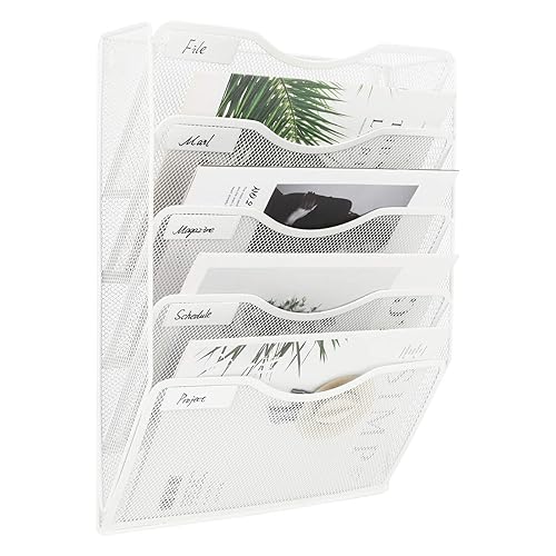 EasyPAG 5 Pocket Mesh Hanging Wall File Organizer, Easily File ...