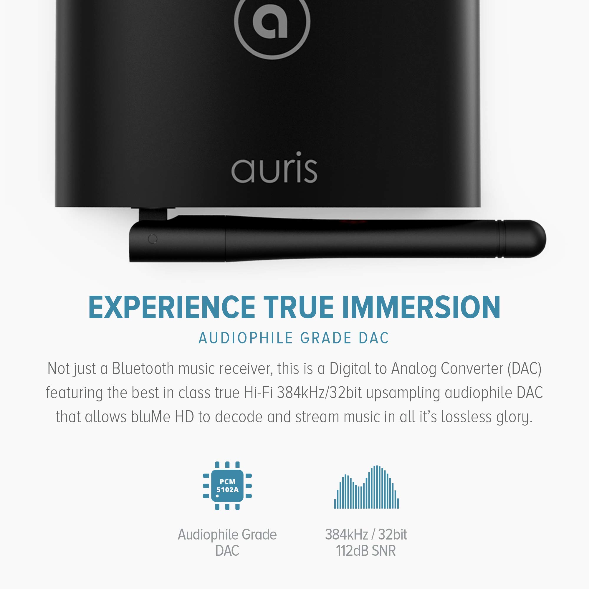 Auris Blume HD Long Range Bluetooth 5.0 Music Receiver Hi-Fi Wireless ...