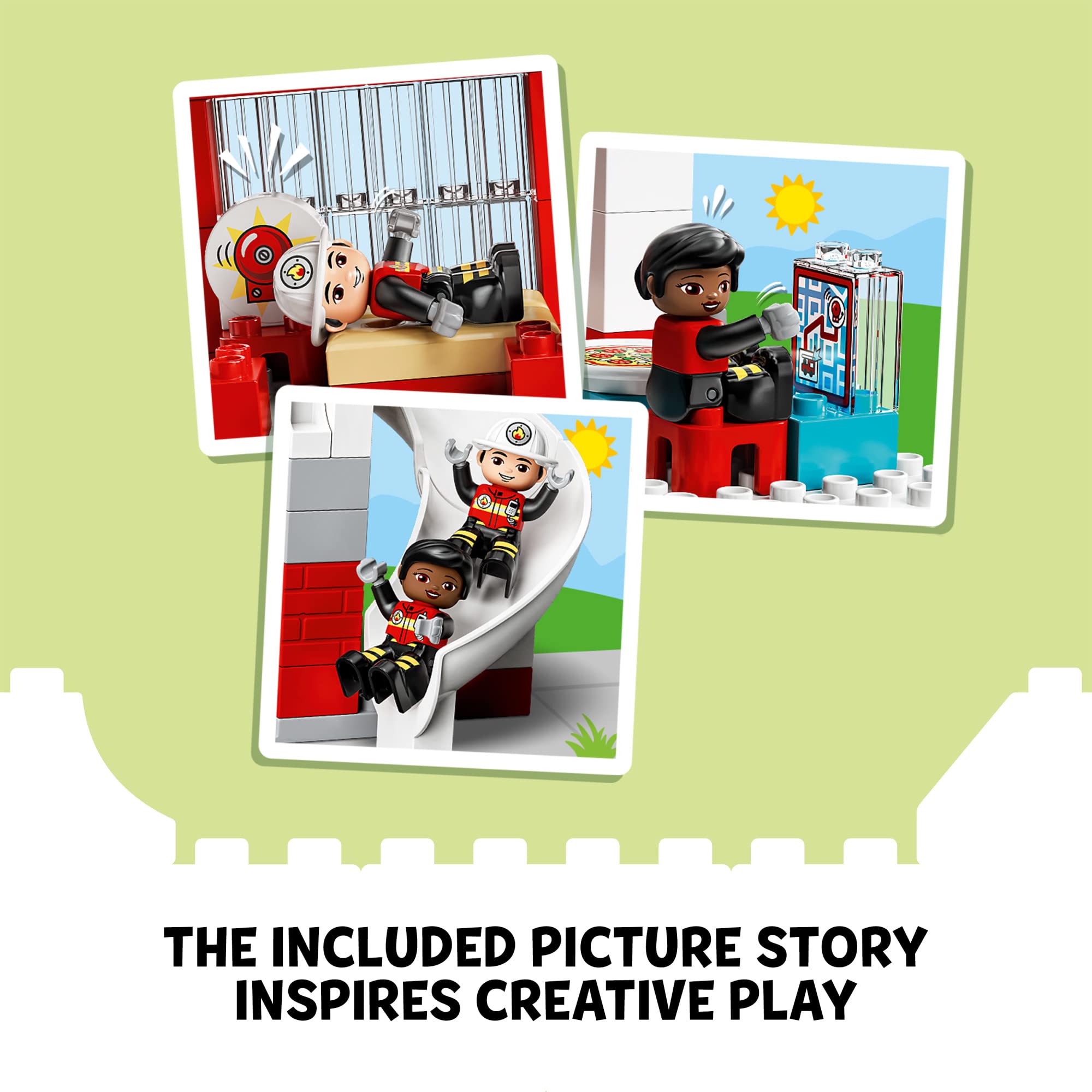 LEGO DUPLO Fire Station & Helicopter Playset 10970, with Push & Go ...