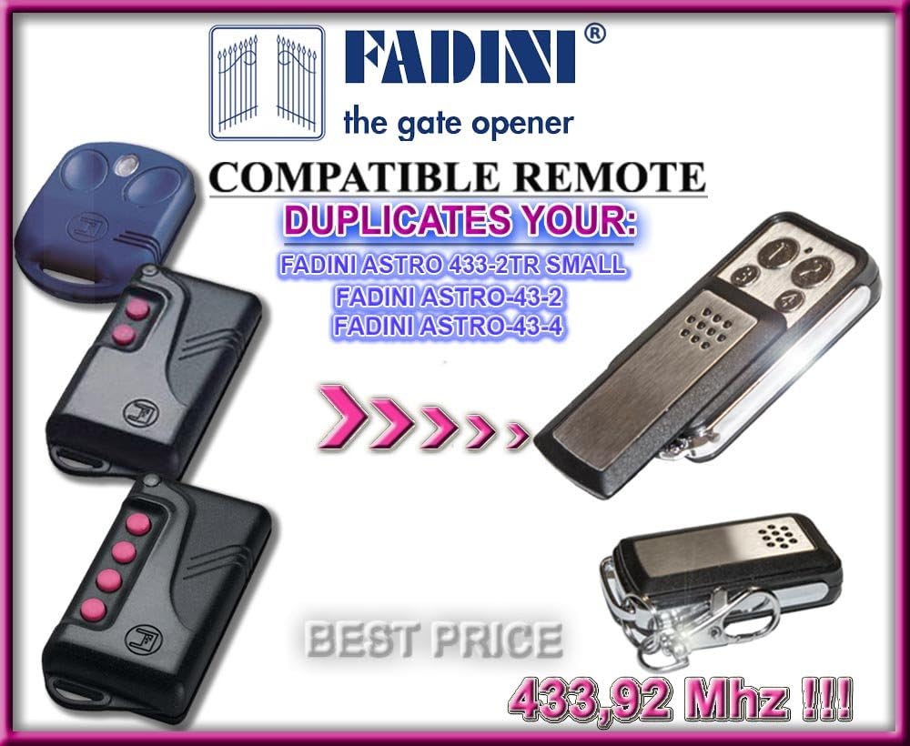 FADINI ASTRO-43-2 / ASTRO-43-4 / ASTRO 433-2TR small Compatible remote ...