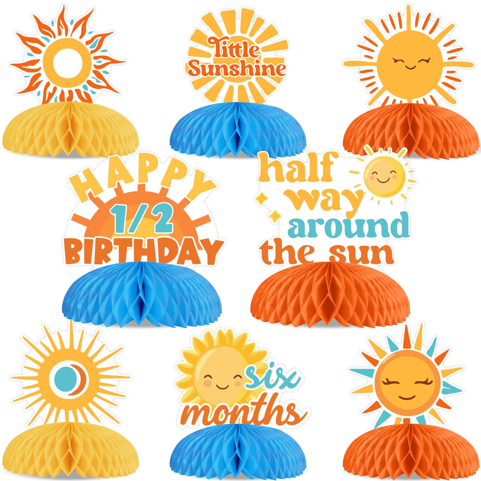 Cheereveal 8 Pieces Sun Honeycomb Centerpieces, Half Way Around The Sun ...
