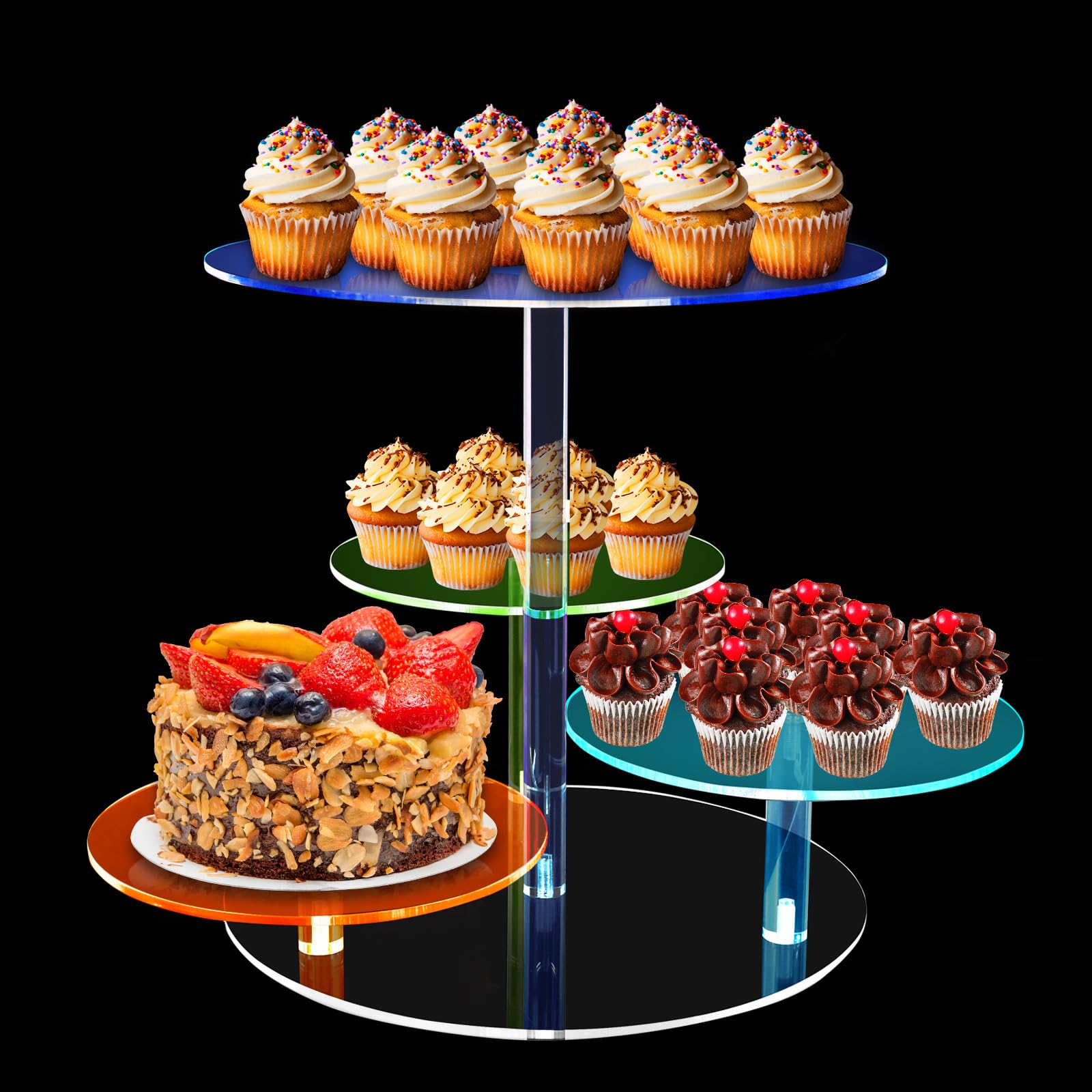 Cutora 4 Tier Acrylic Round Cake Stand, Cupcake Holder with 4 ...