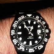 Amazon.com: Fanmis Ceramic Bezel PVD Case Black Dial Stainless Steel ...