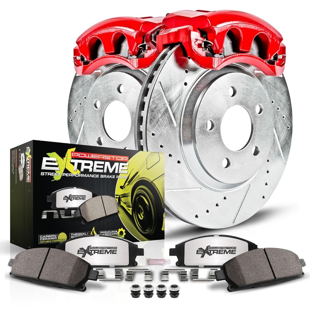 Power Stop KC704A-26 Z26 Street Warrior Front Caliper Kit-Drilled ...